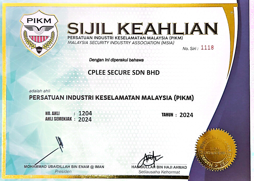 Our License & Certificate - CPLEE Group | Security Services Malaysia